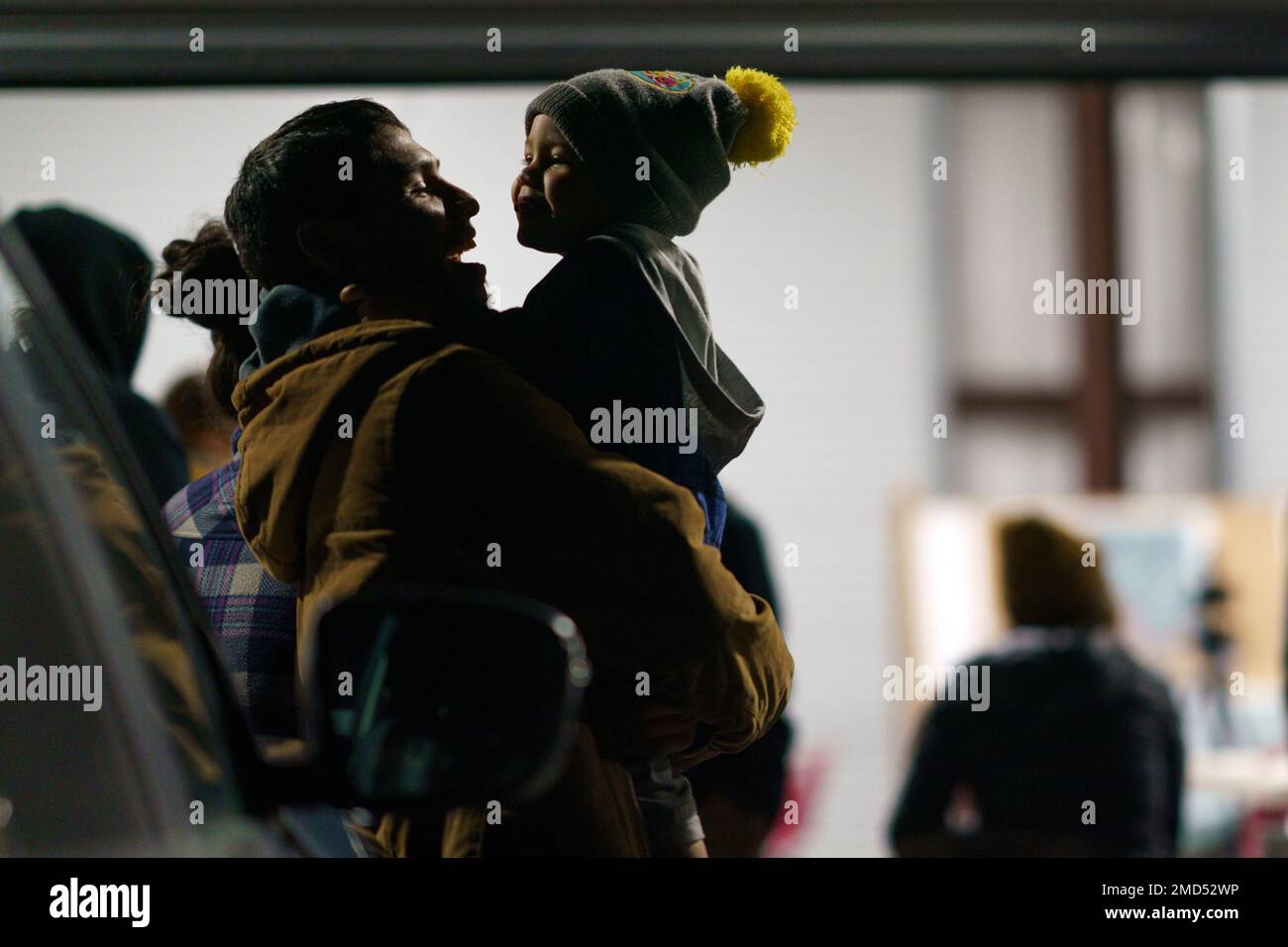 Talon Davis, 27, a member of the Yurok tribe, holds his son, Kenneth, 2 ...