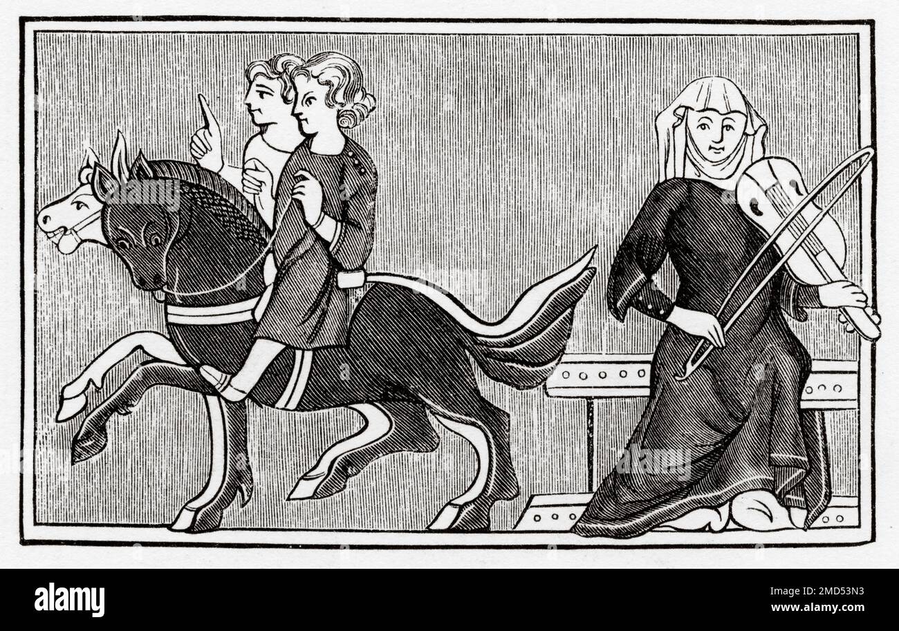 Facsimile of a 13th century miniature representing a scene from an ...