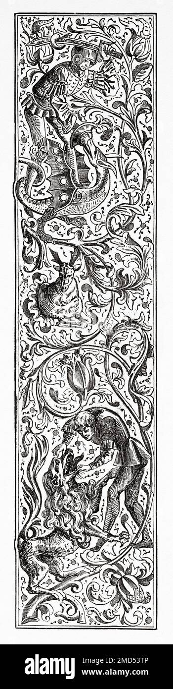 Border taken from the Froissart French manuscript of the 15th century ...