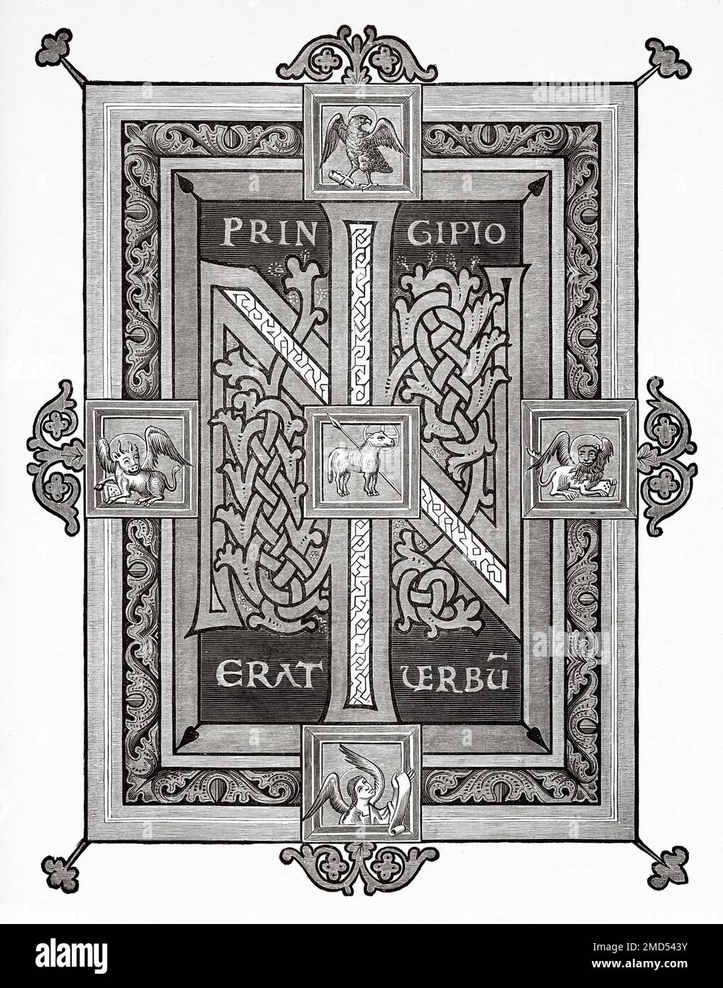 Large painted initial letter N from a manuscript in the Royal Library ...