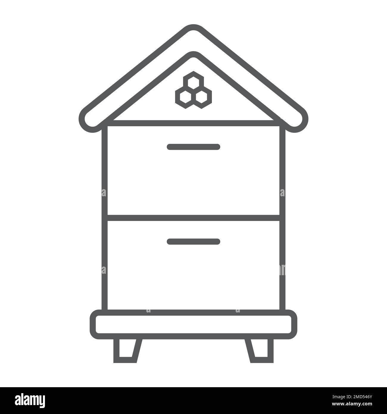 Wooden beehive thin line icon, farming and agriculture, honey sign vector graphics, a linear ...