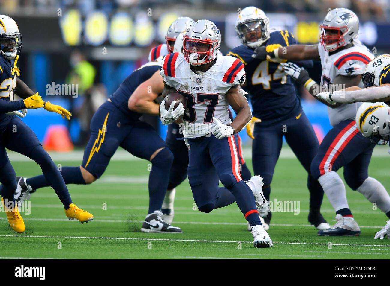 New England Patriots running back Damien Harris (37) in a professional ...