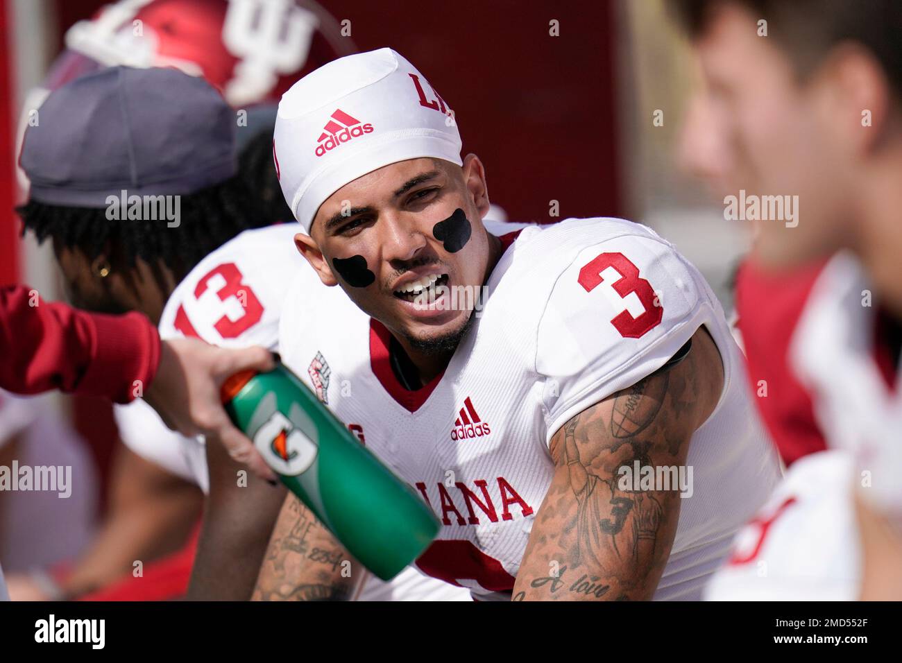 Indiana wide receiver Ty Fryfogle sits on the bench against Maryland ...