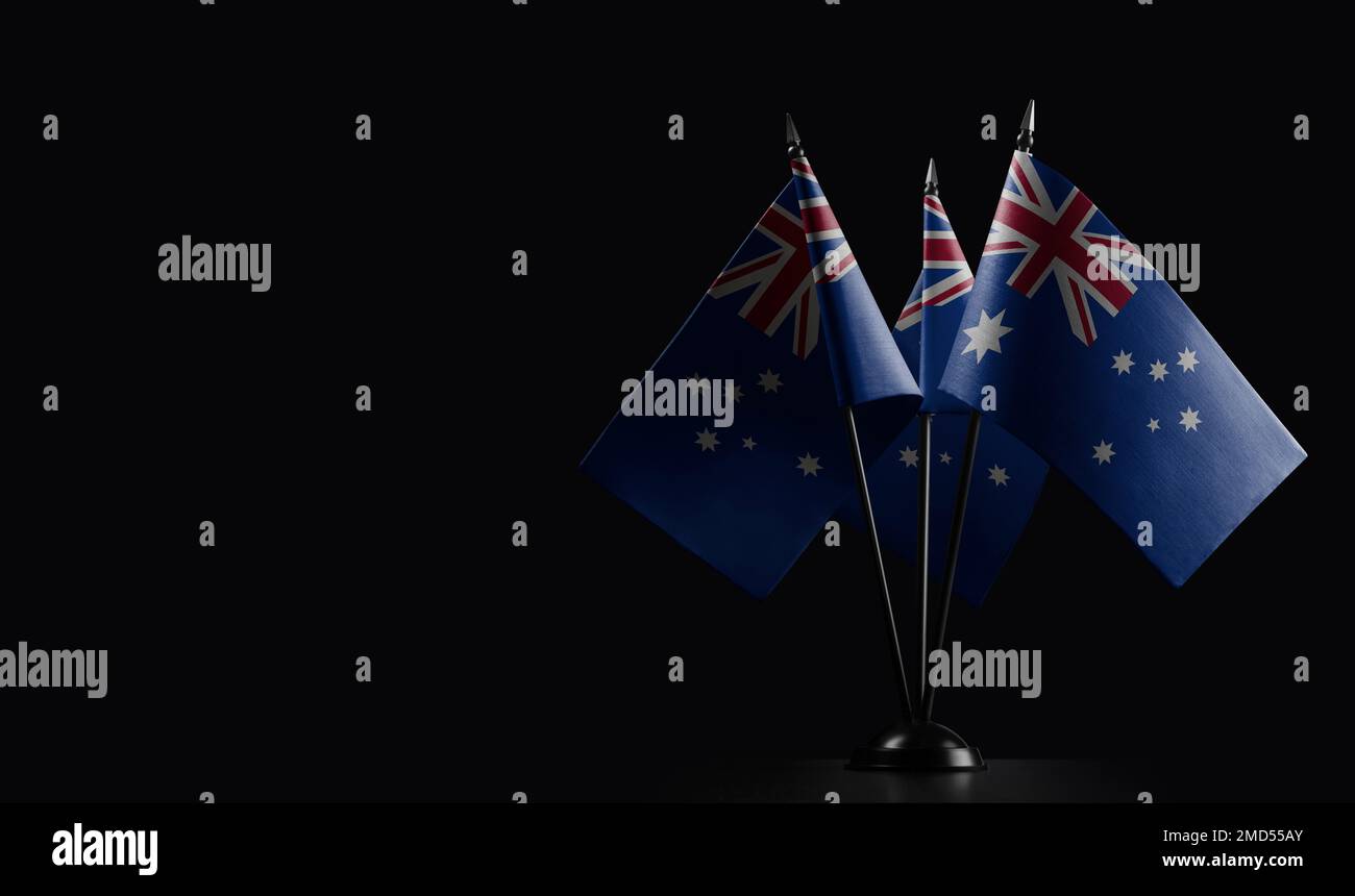 Small national flags of the Australia on a black background Stock Photo ...
