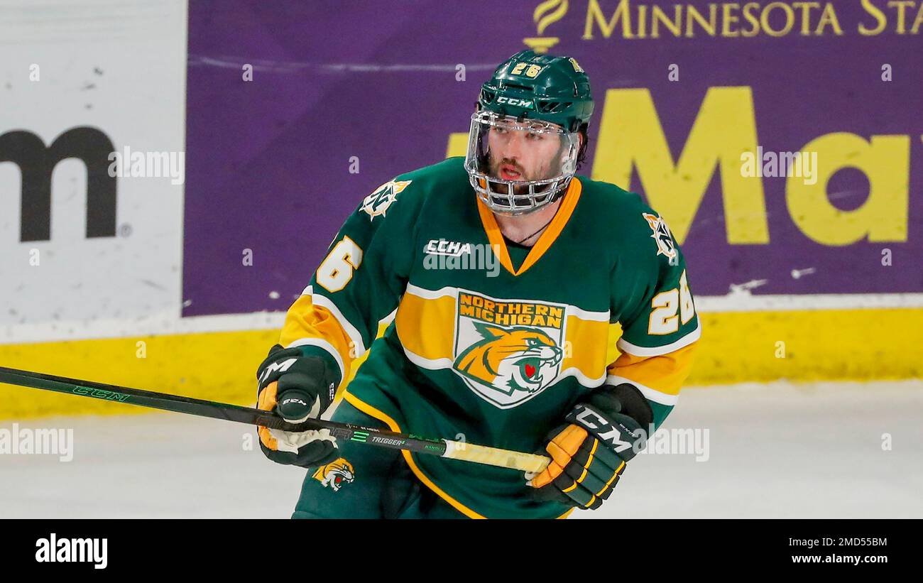 Northern Michigan defenseman Tanner Vescio (26) skates against ...