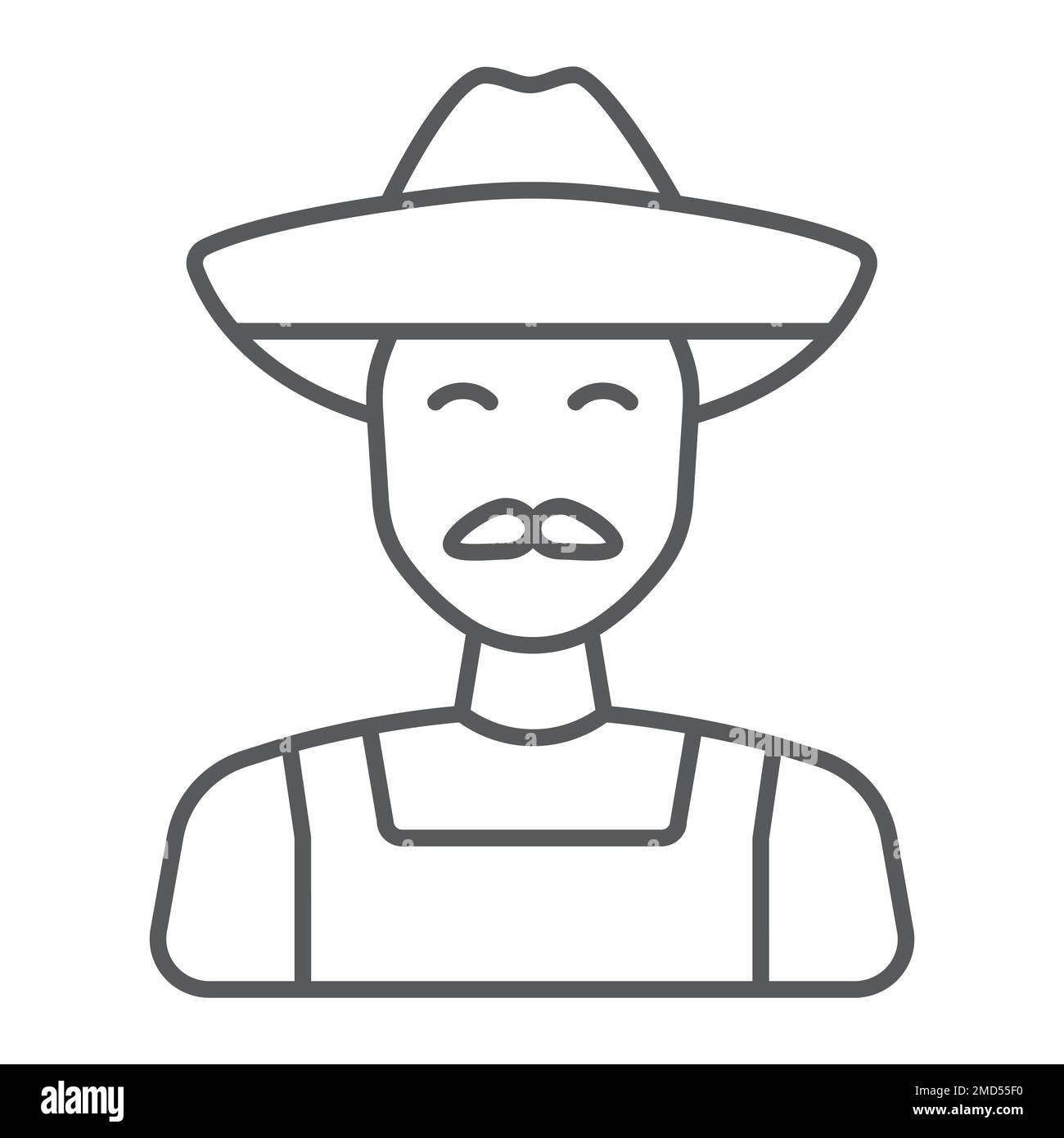 Farmer thin line icon, farming and agriculture, farm man sign vector ...