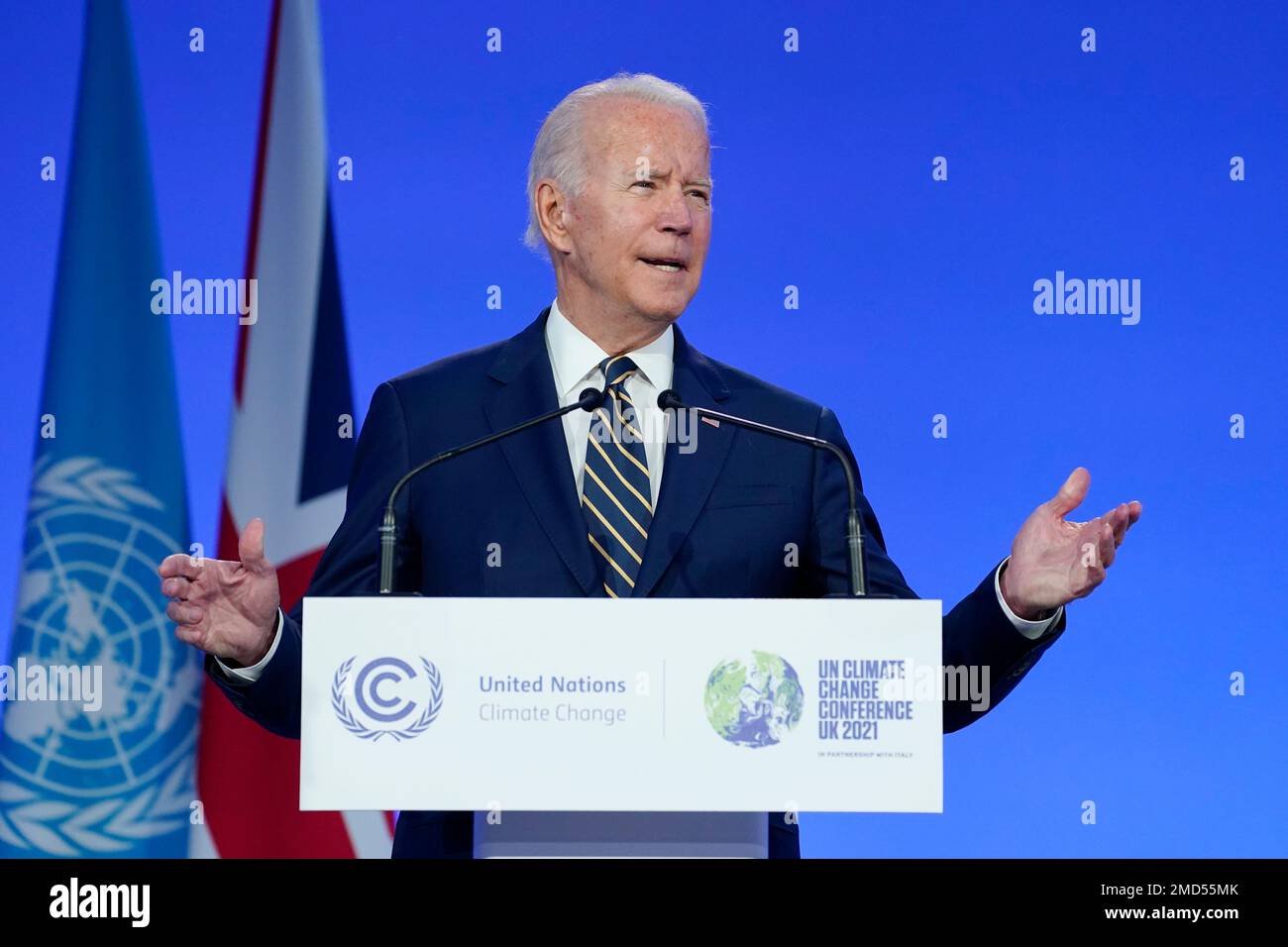 President Joe Biden speaks during the COP26 U.N. Climate Summit, Monday ...