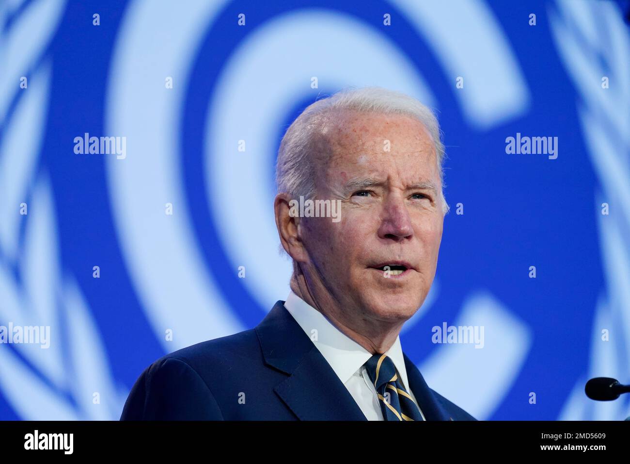 President Joe Biden speaks during the COP26 U.N. Climate Summit, Monday, Nov. 1, 2021, in ...