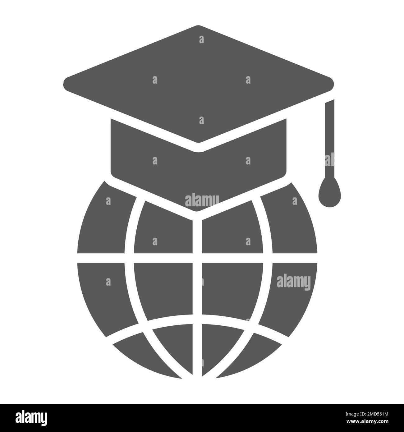 Global education glyph icon, e learning and education, graduation cap ...
