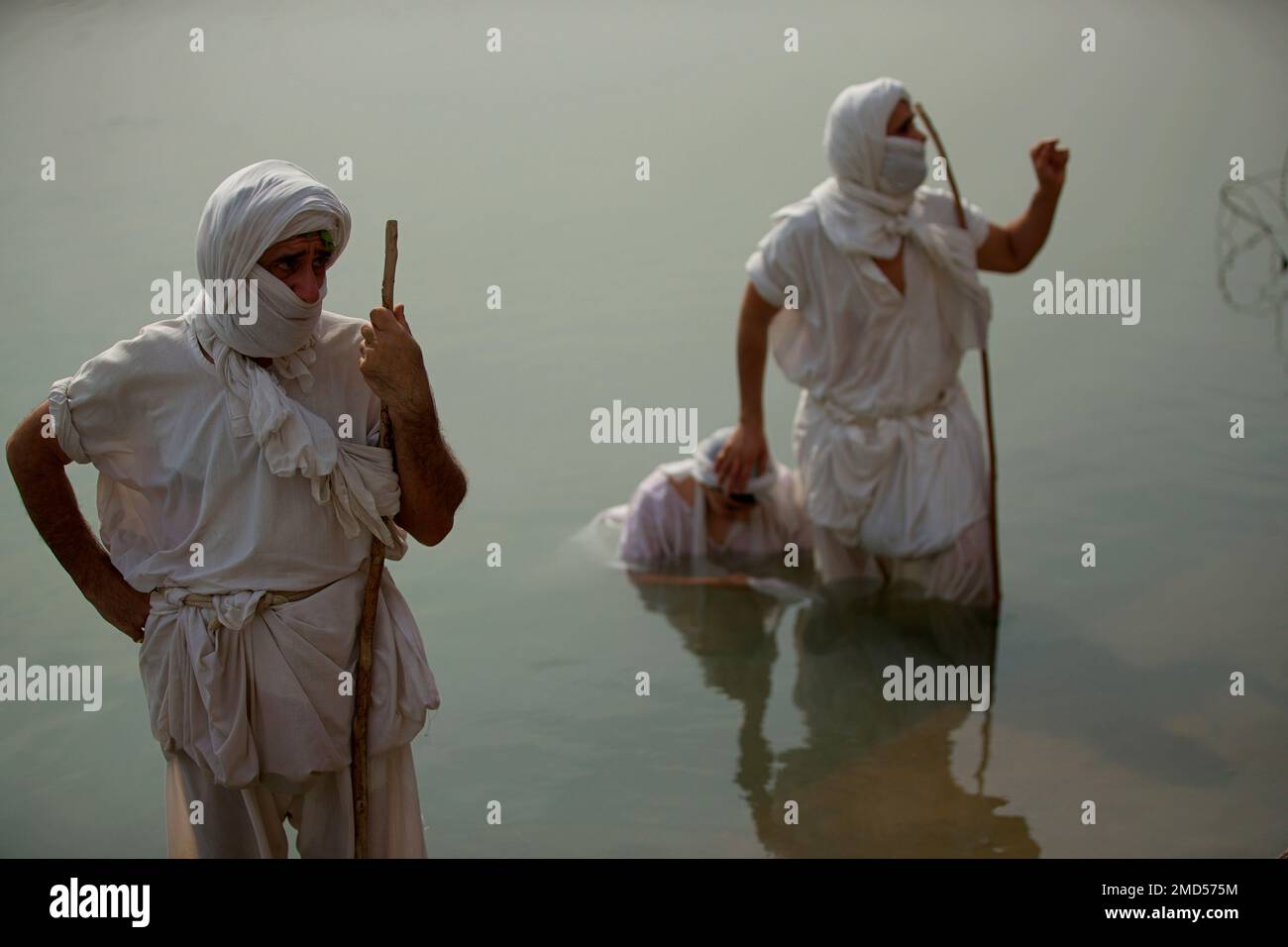 Members of Iraq's Sabean-Mandaean community take part in a ritual ...