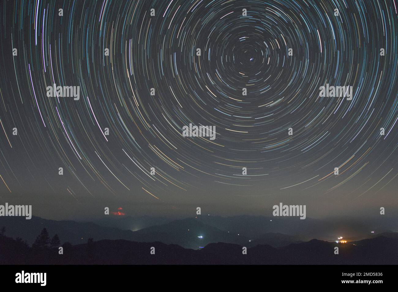A beautiful shot of circular light trails in a night sky Stock Photo ...