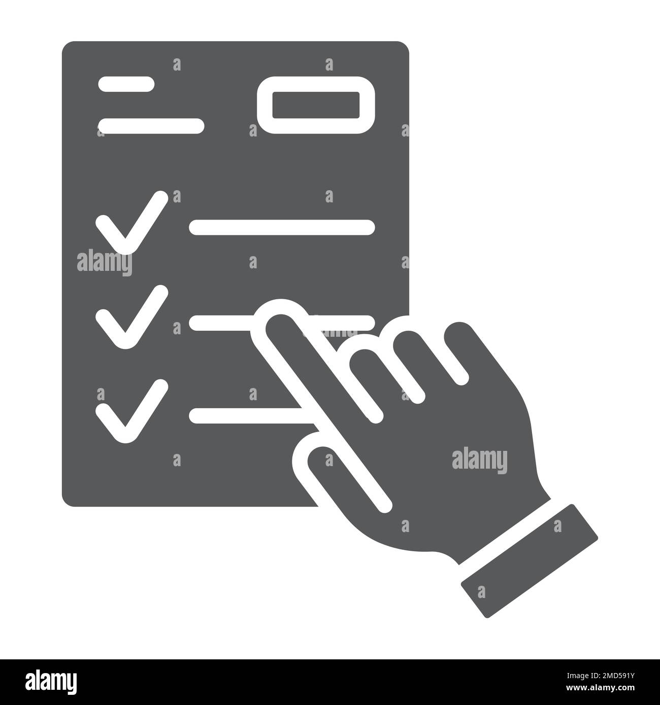 Study program glyph icon, e learning and education, finger on list sign ...