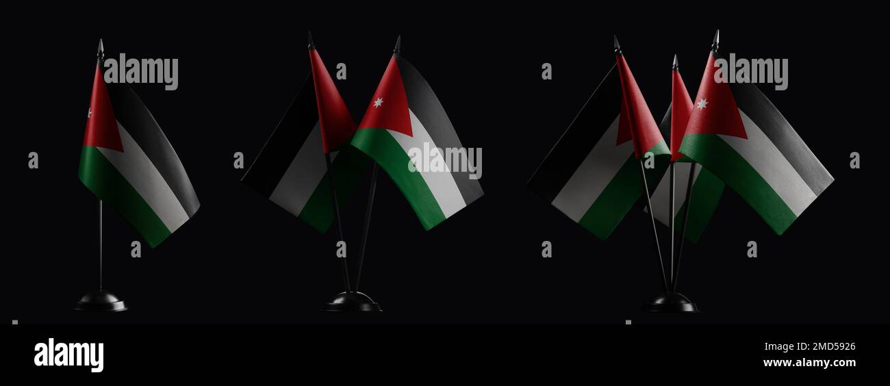 Small national flags of the Jordan on a black background Stock Photo ...