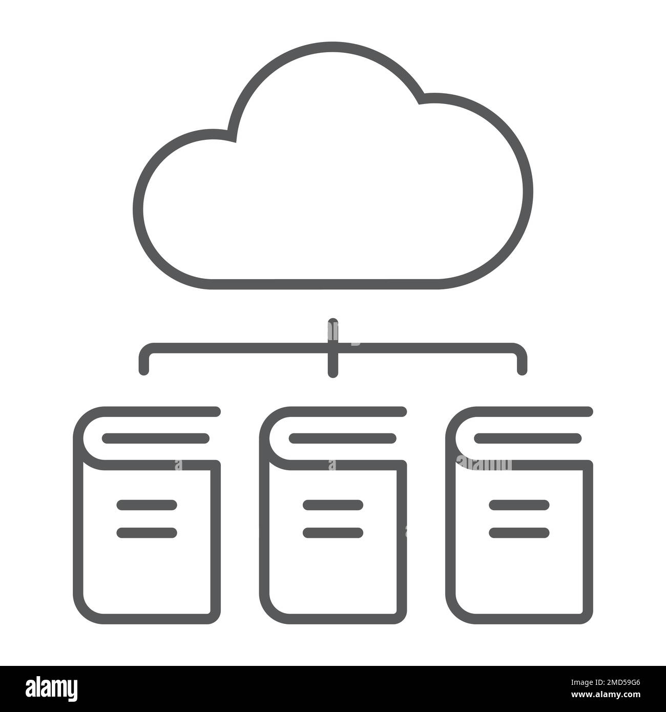 Digital Library thin line icon, e learning and education, cloud book ...
