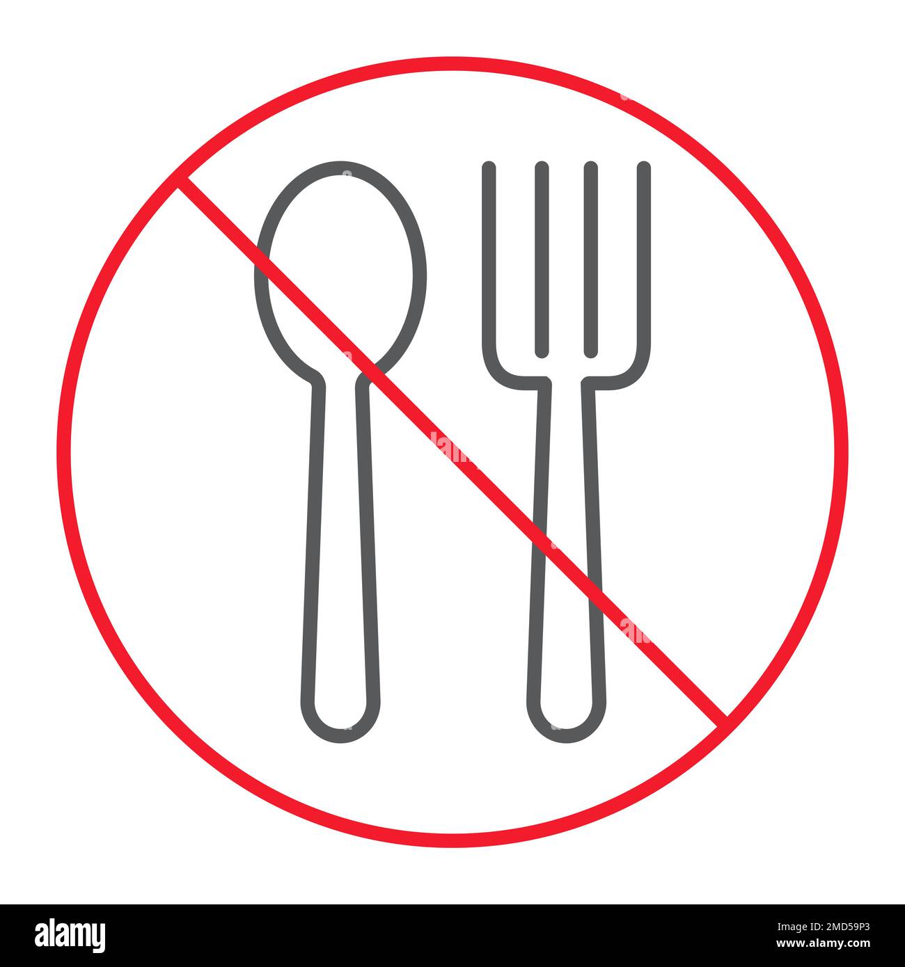 No Eating thin line icon, prohibition and forbidden, no food sign ...
