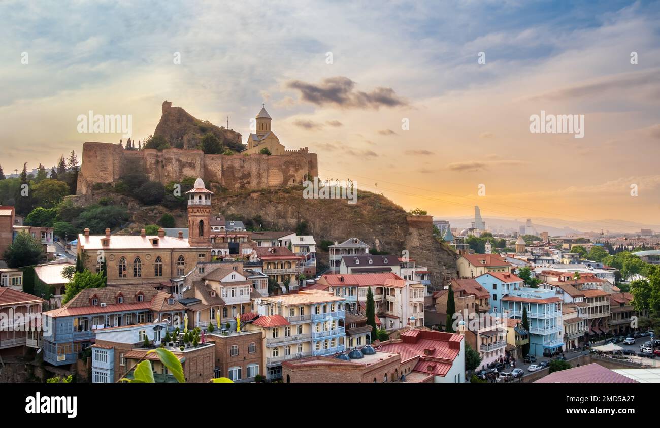 Old Tbilisi, Georgia with Narikala Fortress and Saint Nicholas's ...