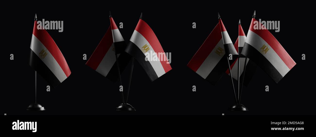 Small national flags of the Egypt on a black background Stock Photo - Alamy
