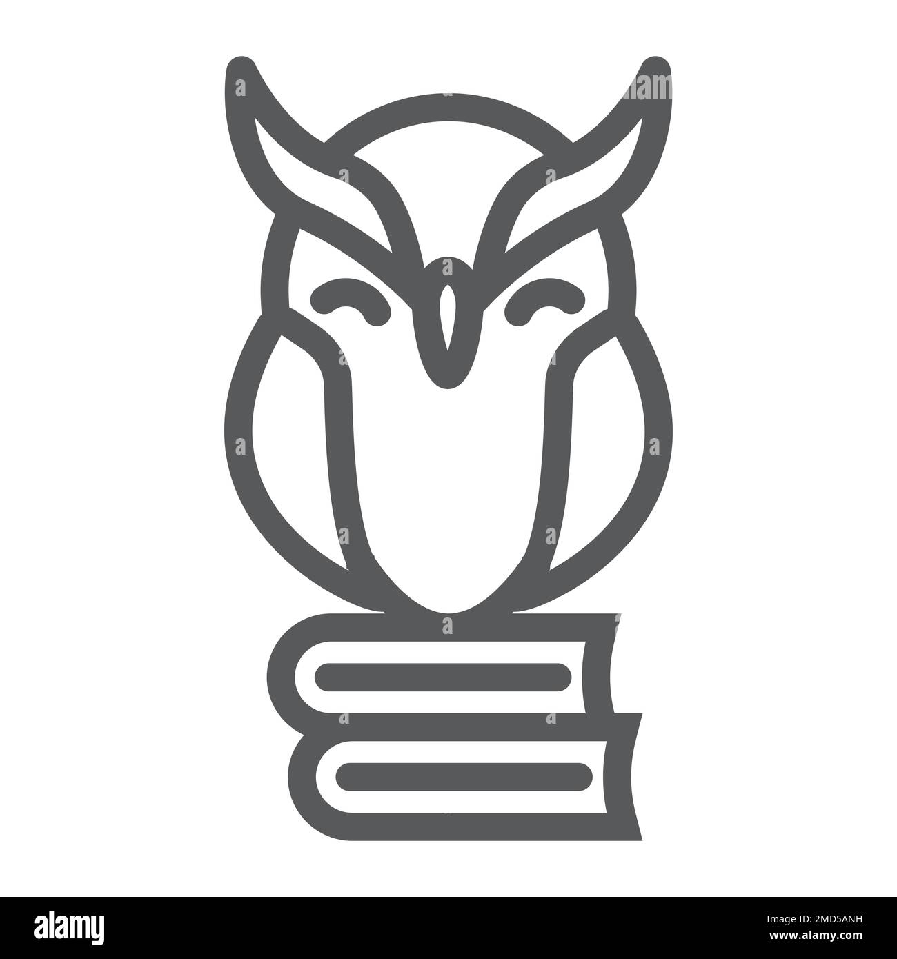 Owl on books line icon, e learning and education, knowledge sign vector ...