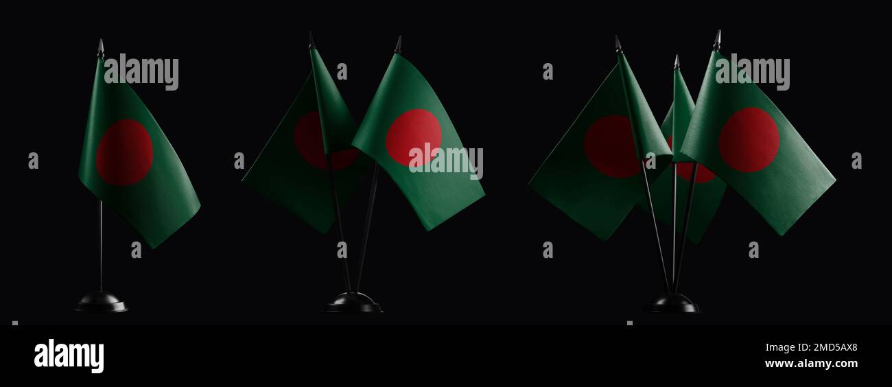 Small national flags of the Bangladesh on a black background Stock ...