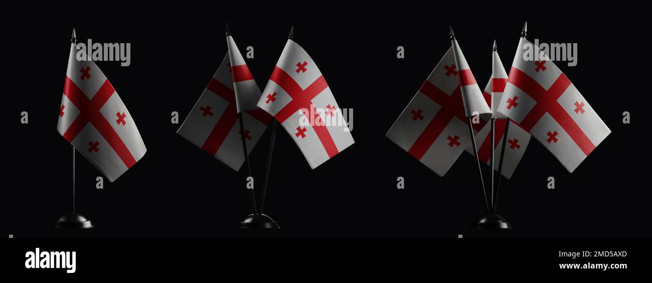 Small national flags of the Georgia on a black background Stock Photo ...