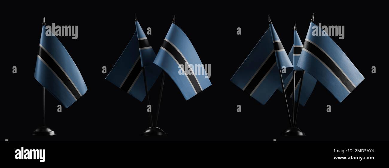 Small national flags of the Botswana on a black background Stock Photo ...