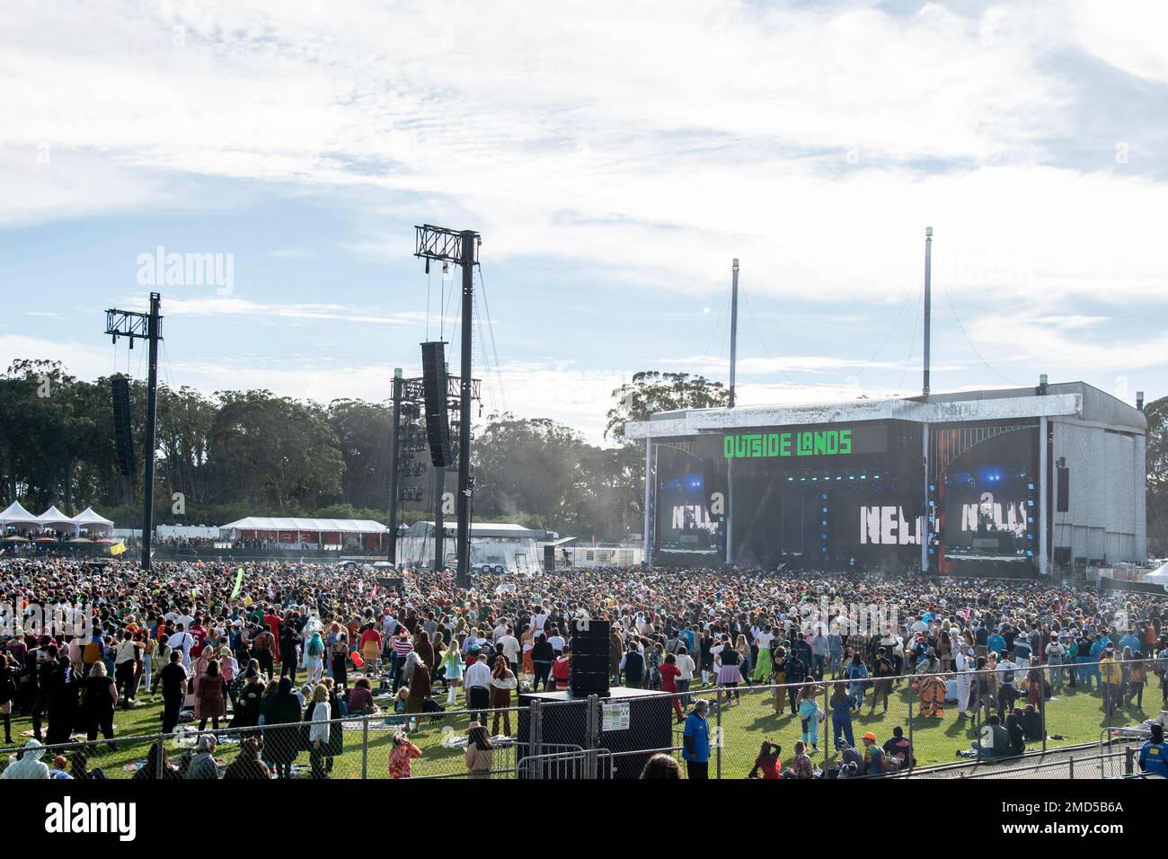 Festival goers in Halloween costumes are seen at the Outside Lands ...