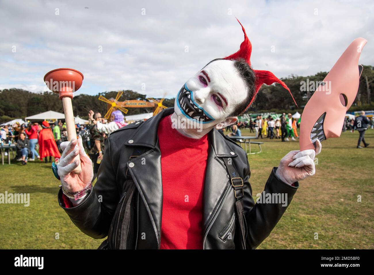 Festival goers in Halloween costumes are seen at the Outside Lands ...