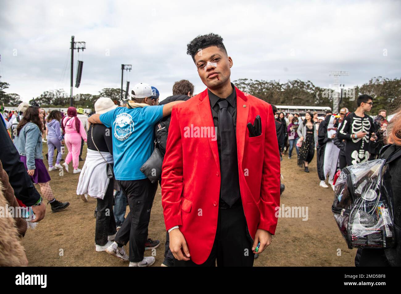 Festival goers in Halloween costumes are seen at the Outside Lands ...