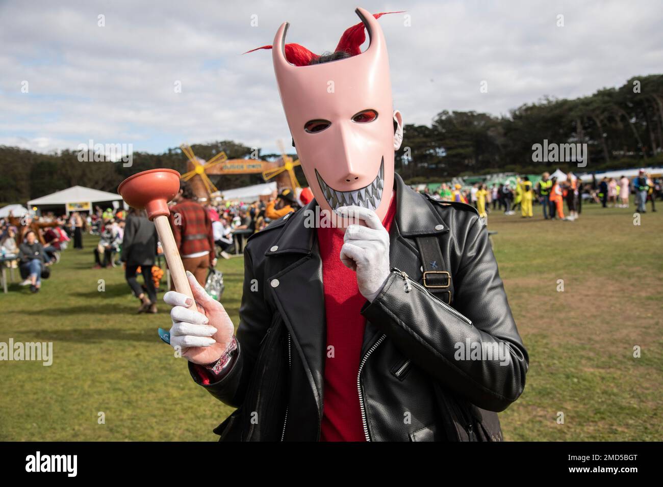 Festival goers in Halloween costumes are seen at the Outside Lands ...