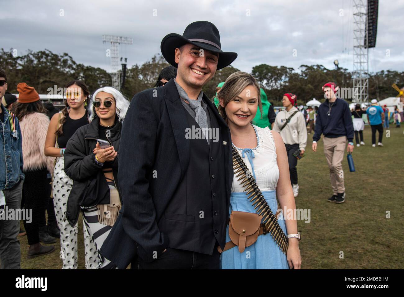 Festival goers in Halloween costumes are seen at the Outside Lands ...