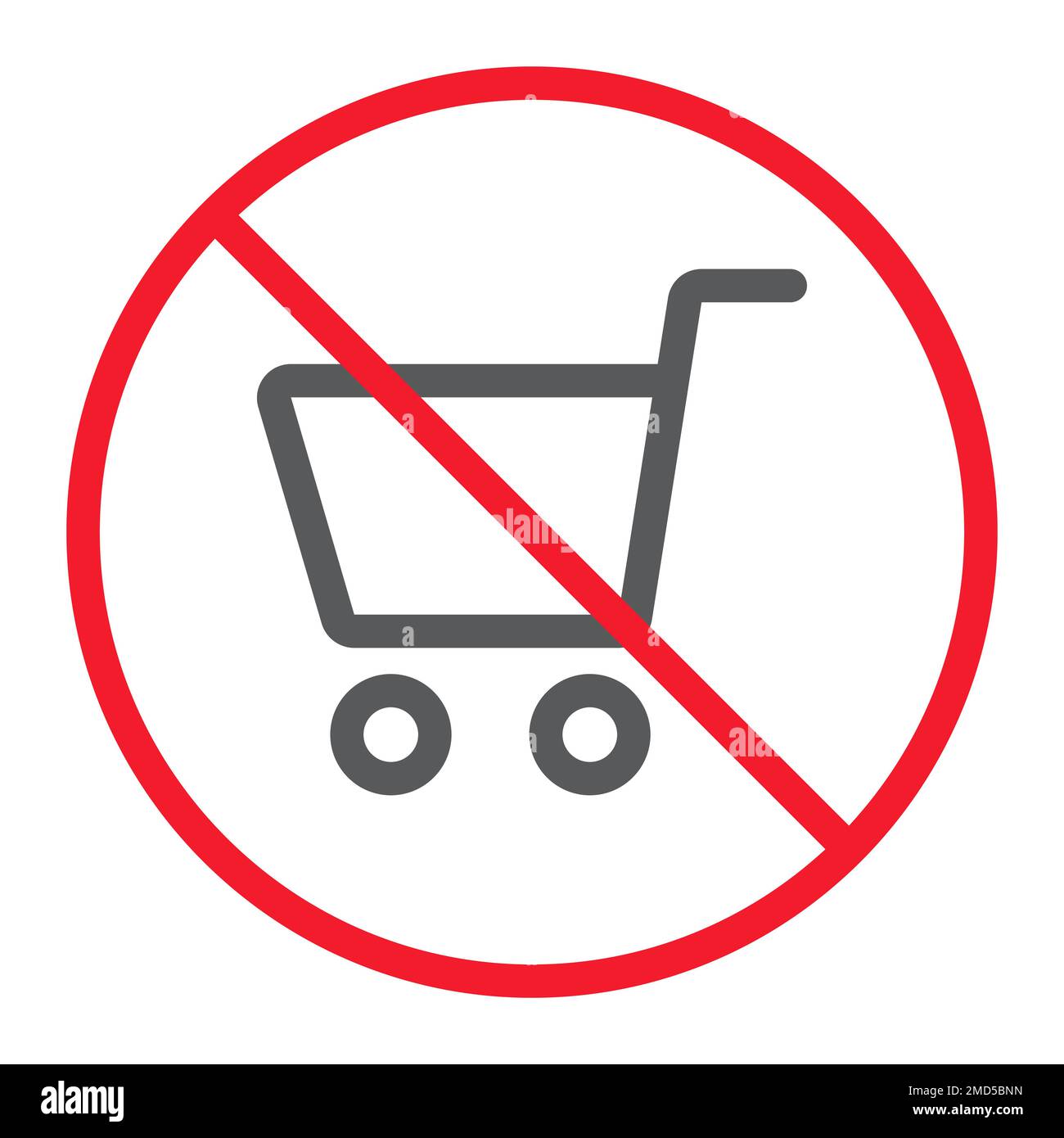 No shopping line icon, prohibition and forbidden, no store sign vector ...