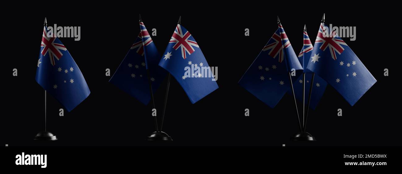 Small national flags of the Australia on a black background Stock Photo ...