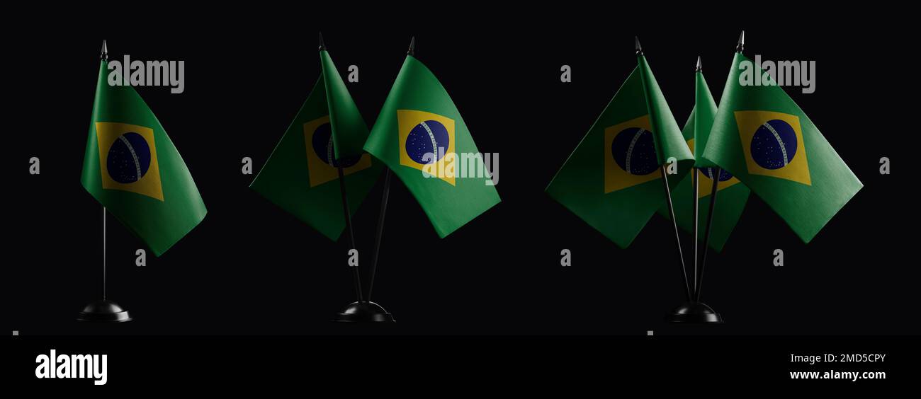 Small national flags of the Brazil on a black background Stock Photo ...