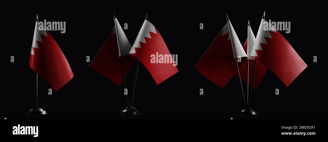 Small national flags of the Bahrain on a black background Stock Photo ...