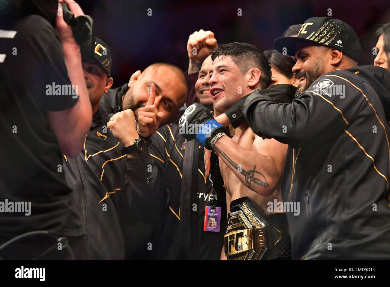 RIO DE JANEIRO, RJ - JANUARY 22: Brandon Moreno celebrates his victory ...