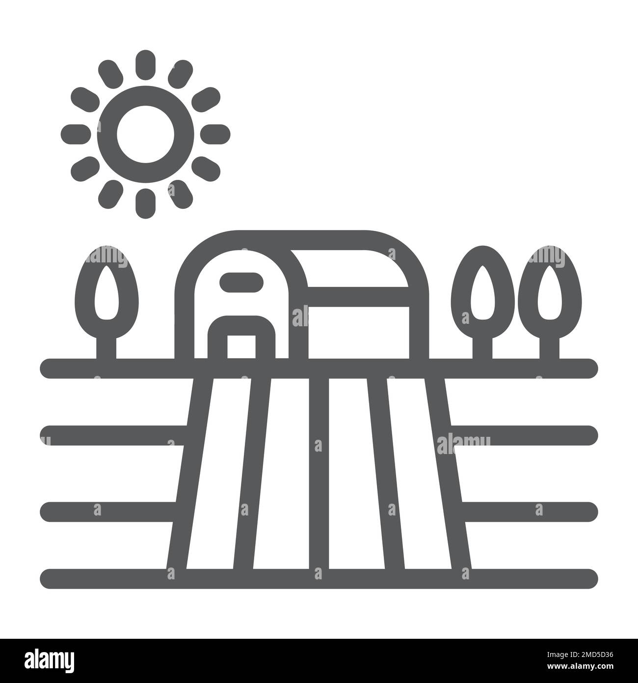 Harvest field line icon, farming and agriculture, countryside sign ...