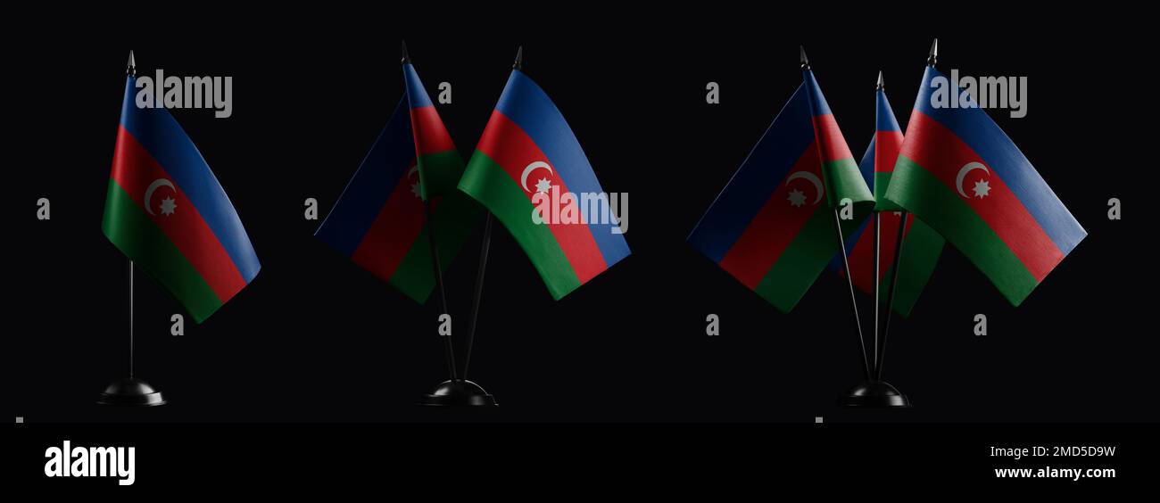 Small national flags of the Azerbaijan on a black background Stock ...