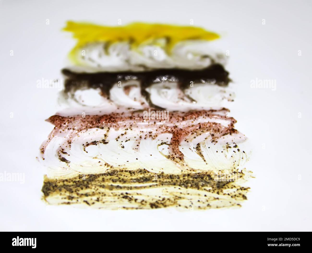Body scrub textures. Skin care product swatch smear on white background ...