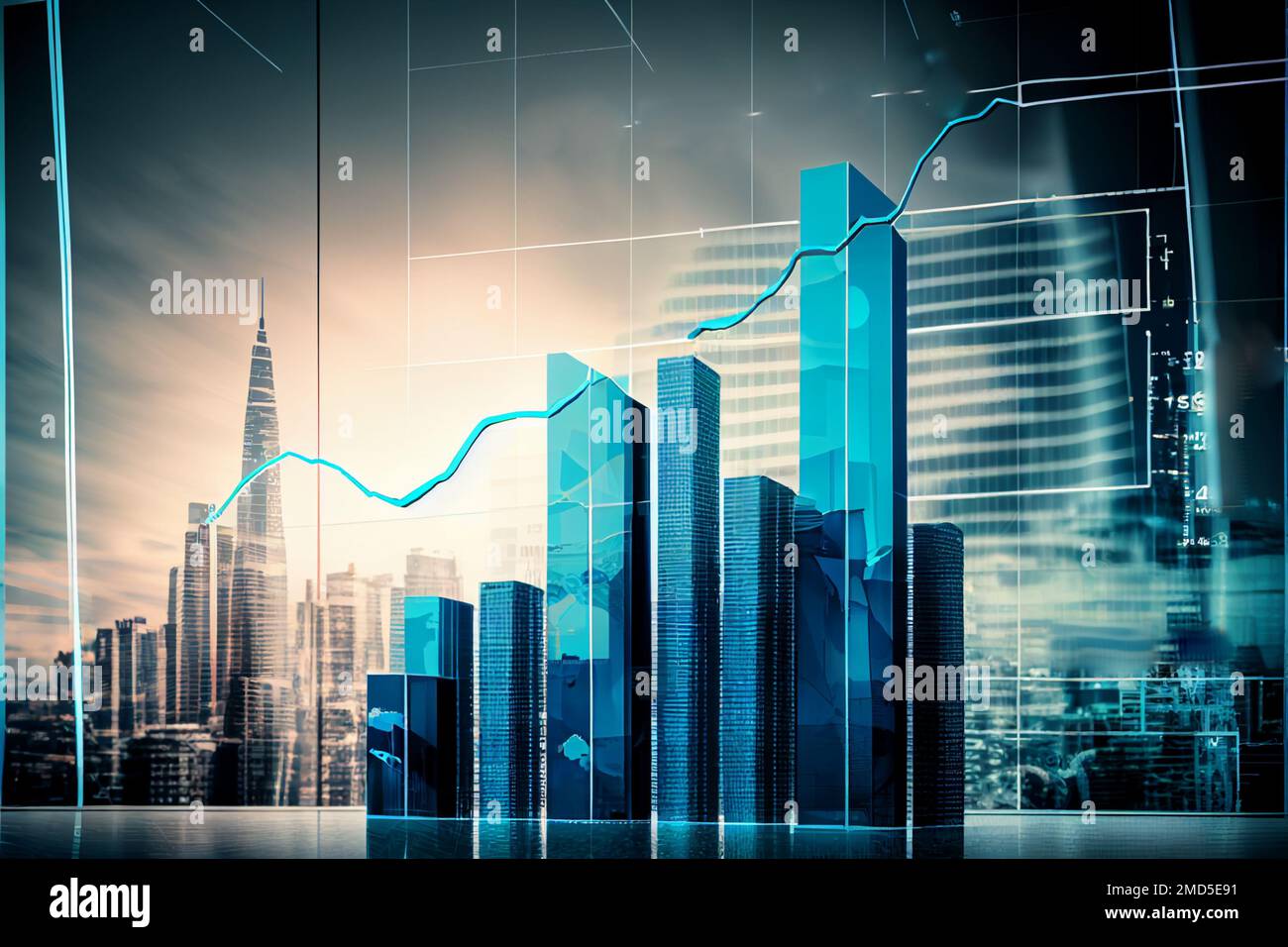 Digital skyscrapers Development property price concept with financial ...