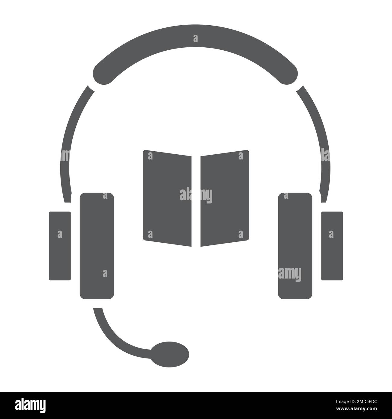 Book with headphones glyph icon, e learning and education, audio guide ...