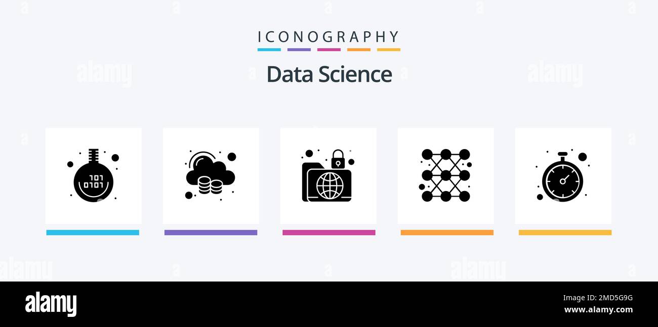 Data Science Glyph 5 Icon Pack Including line. chart. space. bar ...
