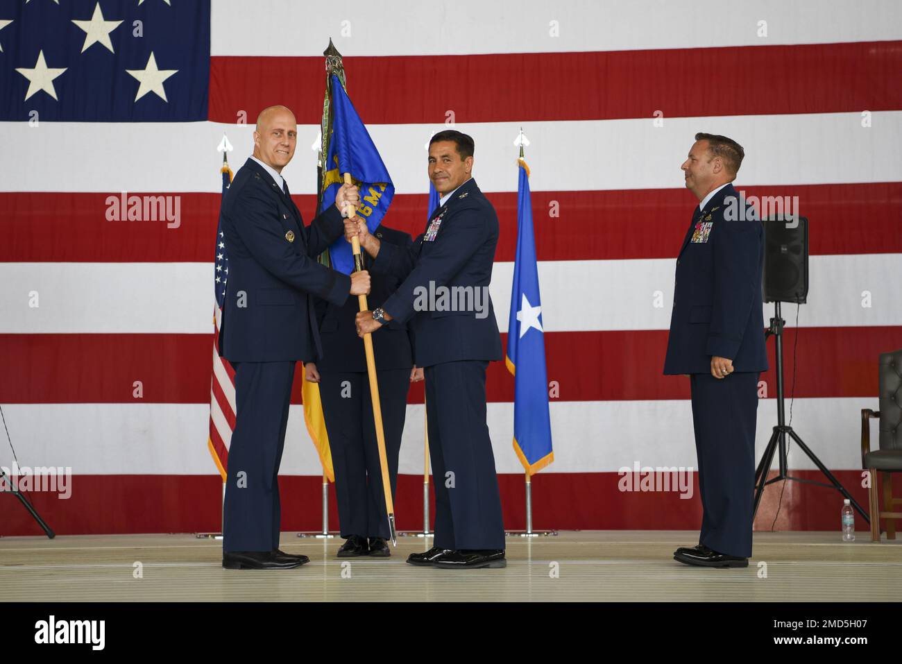 U.S. Air Force Col. Robert B. Blake, middle, assumes command of the ...