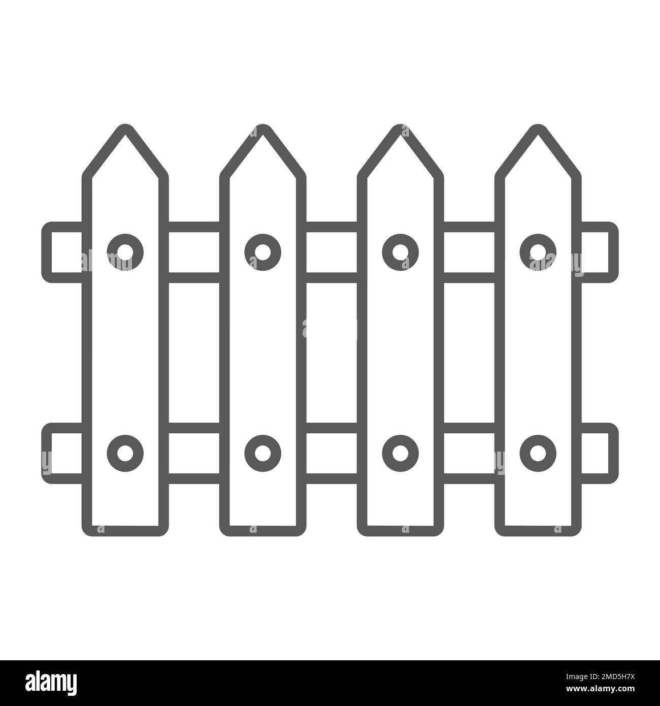 Fence thin line icon, wooden and architecture, wall sign vector ...
