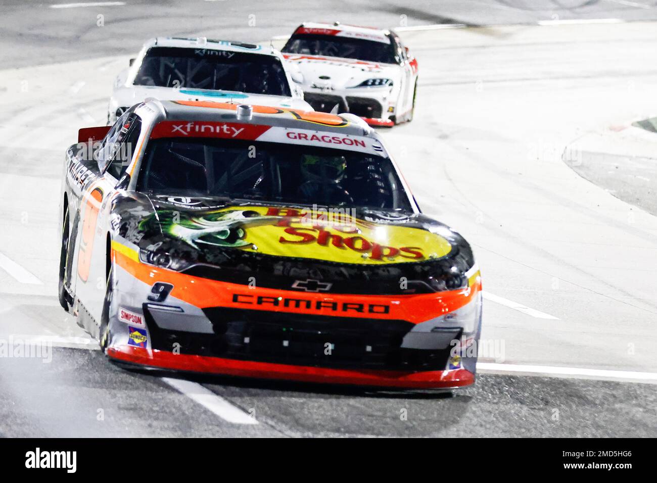 Driver Noah Gragson (9) leads other drivers during a NASCAR Xfinity ...
