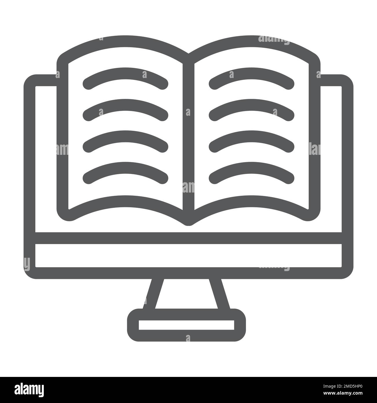 Online reading line icon, e learning and education, book in monitor ...