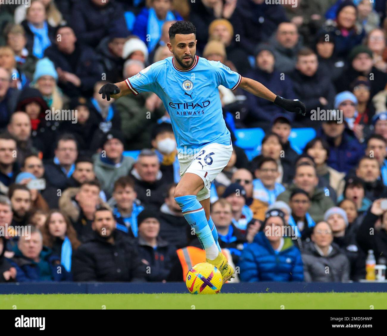 Riyad Mahrez #26 of Manchester City in action during the Premier League ...
