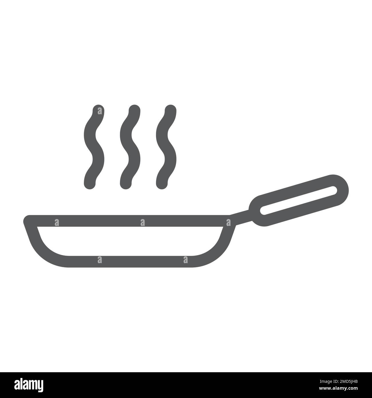 Frying pan line icon, kitchen and cooking, fry sign vector graphics, a ...