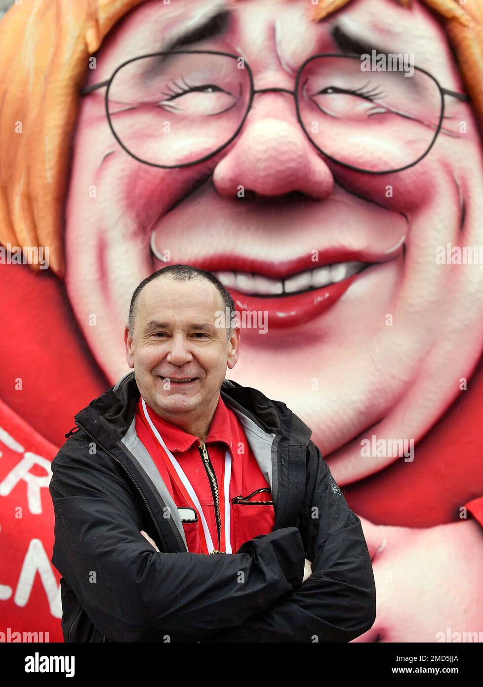 Float creator Jacques Tilly stands in front of a political carnival ...
