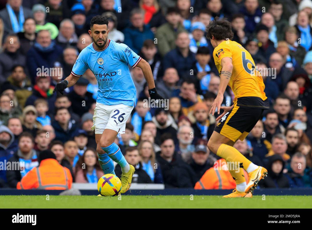 Riyad Mahrez #26 of Manchester City in action during the Premier League ...