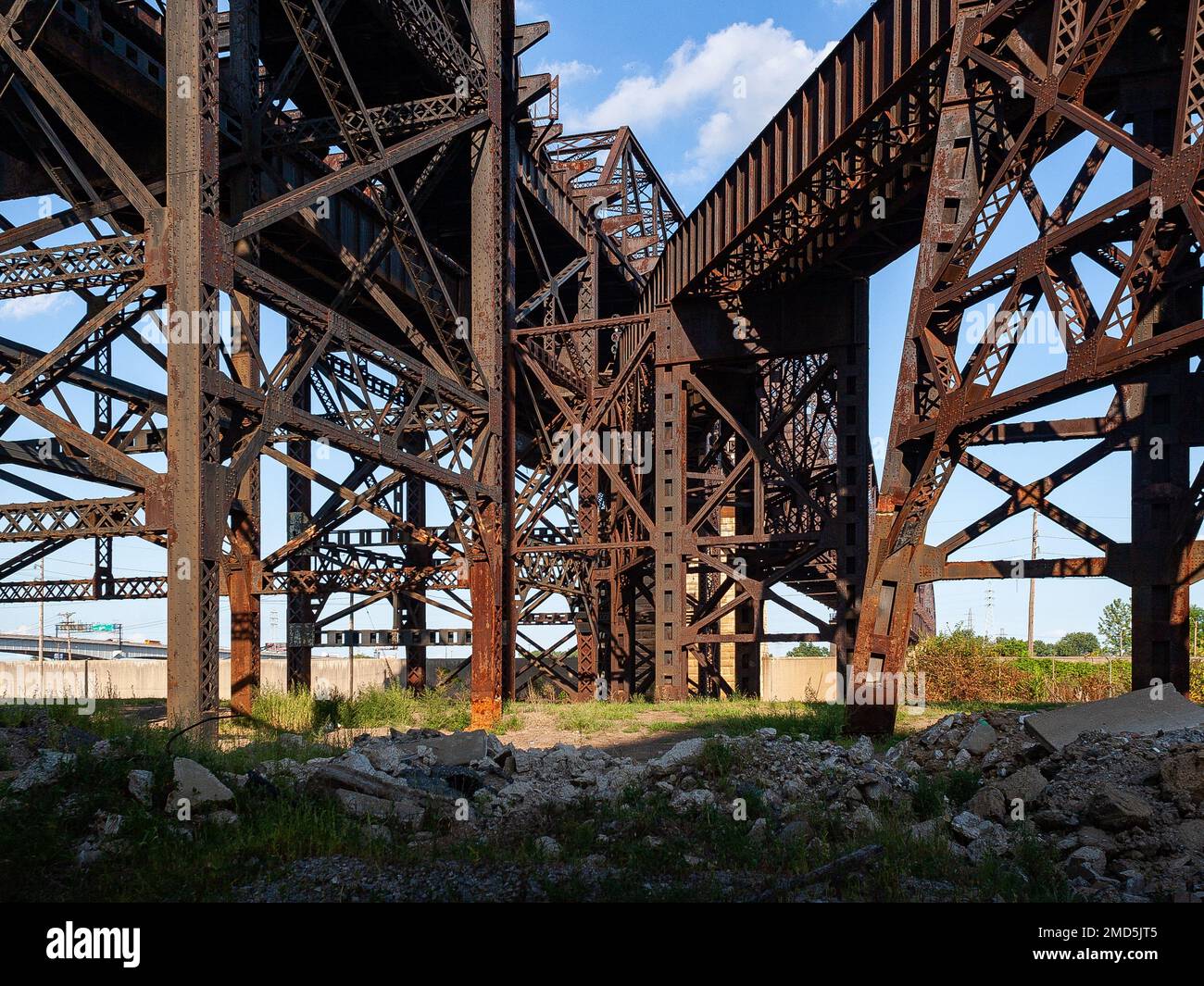 Underneath MacArthur railroad bridge in downtown St. Louis Stock Photo ...